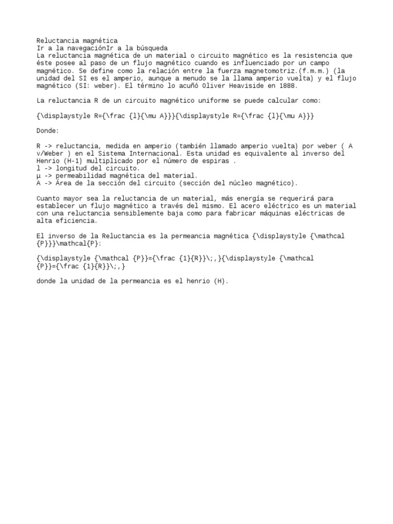 Reluctancia Magnética y Cálculo | PDF | Ciencia y matemáticas