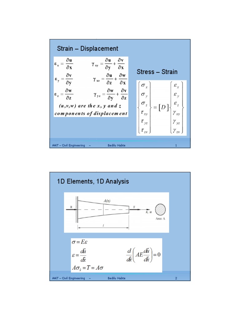 Strain - Displacement: Aait - Civil Engineering - Bedilu Habte 1 | PDF ...