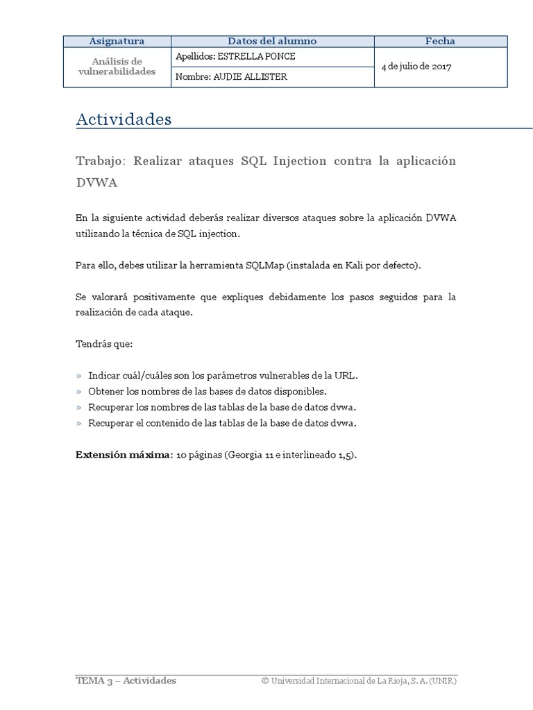 Realizar Ataques SQL Injection Contra La Aplicaci N DVWA PDF | PDF | Contraseña | Cookie HTTP