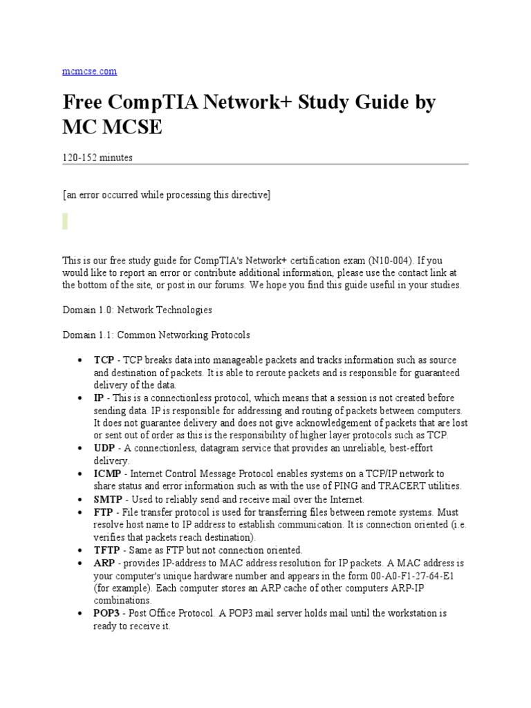 Free Comptia Network+ Study Guide by MC Mcse | Download Free PDF ...