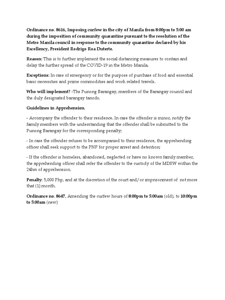 Curfew Ordinance | PDF