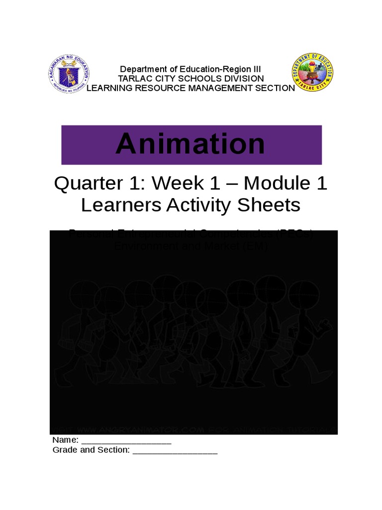 Animation: Quarter 1: Week 1 - Module 1 Learners Activity Sheets | PDF ...