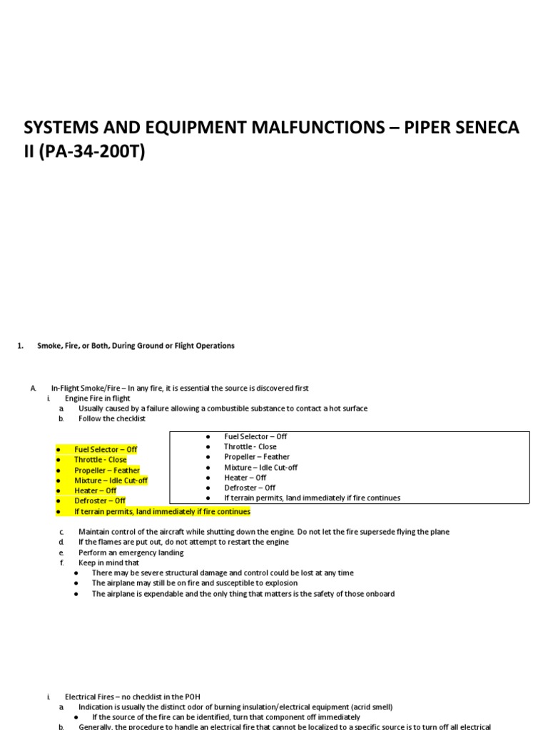 Pa34-200t Systems and Equipment Malfunctions | PDF | Flap (Aeronautics ...