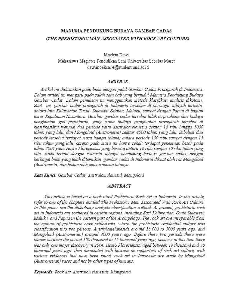 Article. MANUSIA PENDUKUNG BUDAYA GAMBAR CADAS | PDF