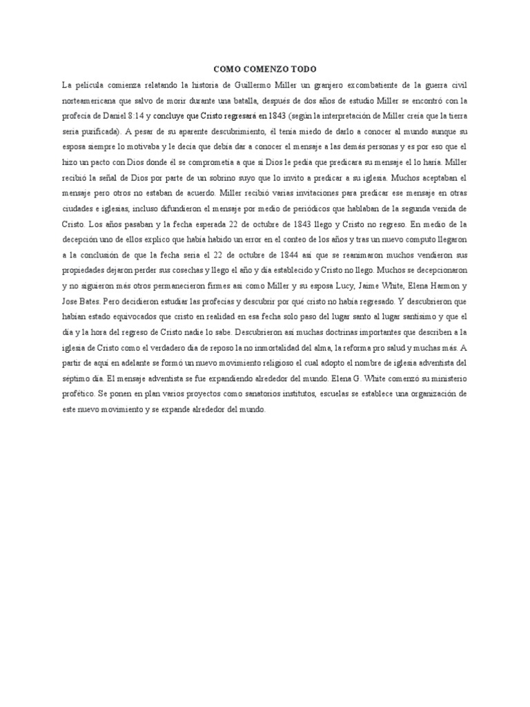 Guillermo Miller y el Adventismo | PDF