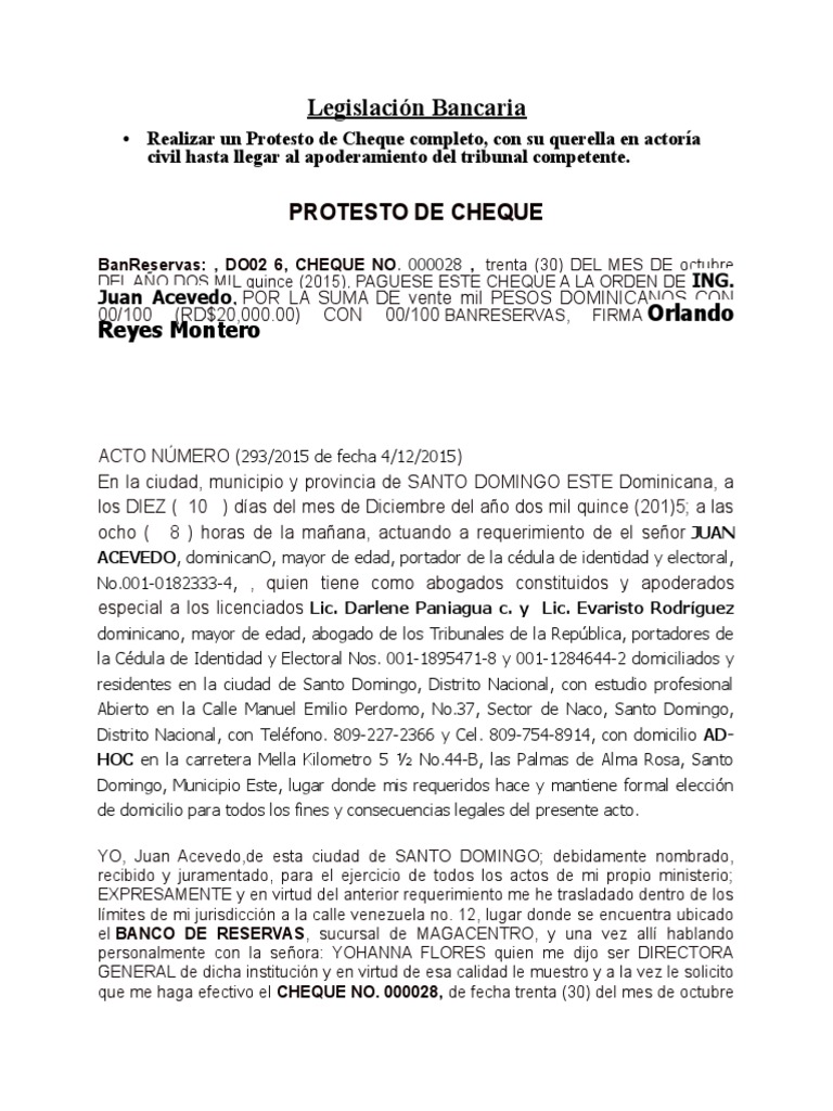 Protesto Cheque 123 | PDF | Queja | Cheque