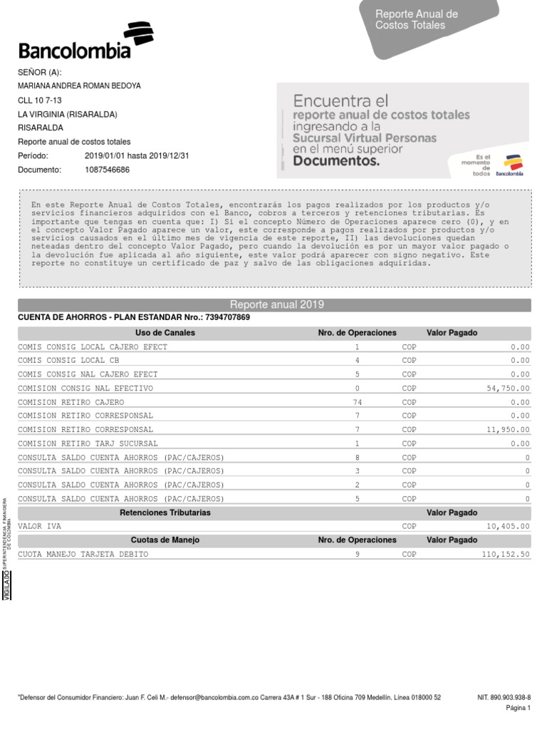 Reporte Anual de Costos Totales PDF | PDF | Servicios financieros | Economias