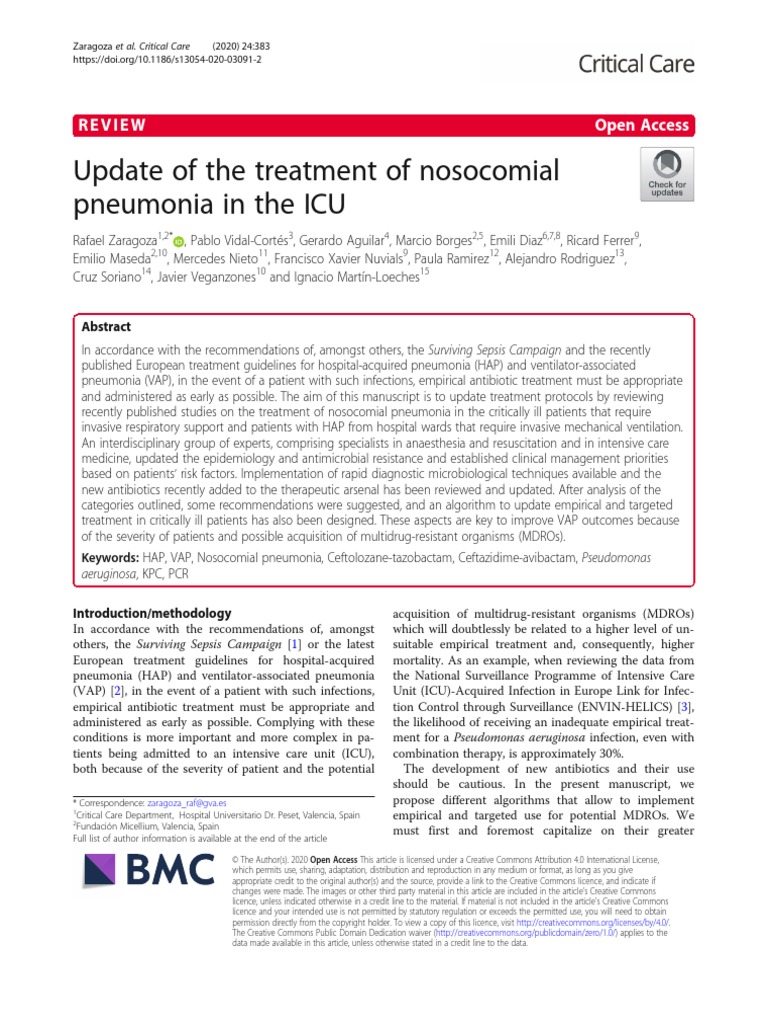 10.1186@s13054 020 03091 2 PDF | PDF | Hospital Acquired Infection | Pneumonia