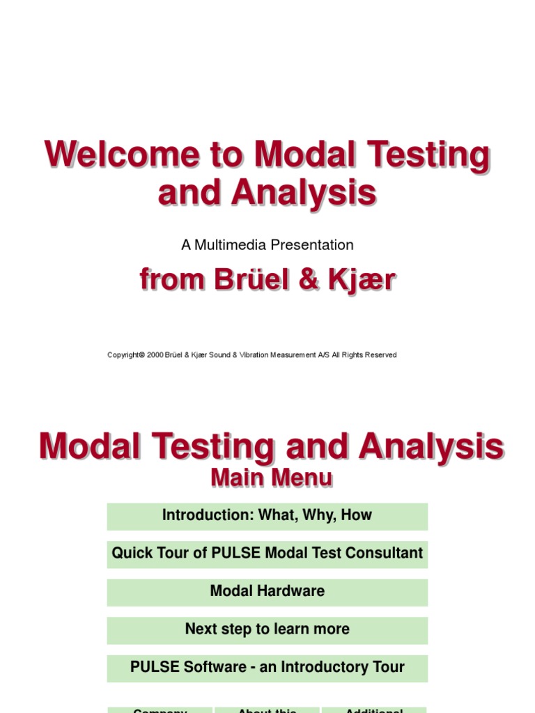 Welcome To Modal Testing and Analysis: From Brüel & Kjær | PDF | Normal ...