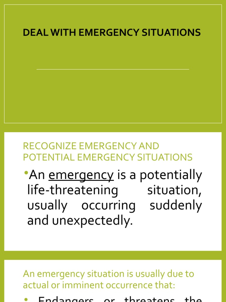 Recognizing Emergency Situations | PDF