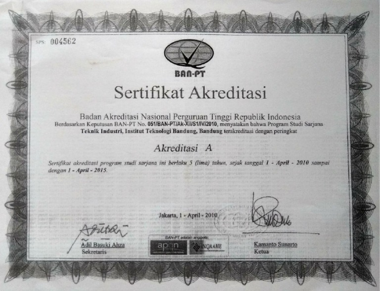 Akreditasi BAN PT Teknik Industri ITB | PDF