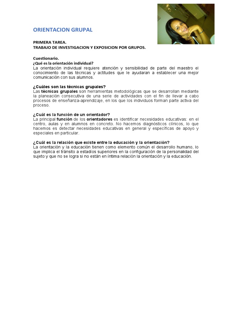Orientacion Grupal | PDF