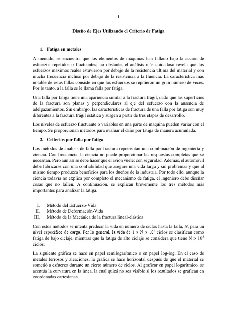 Diseño de Ejes Utilizando El Criterio de Fatiga | PDF | Fatiga (material) | Mecánica de fractura