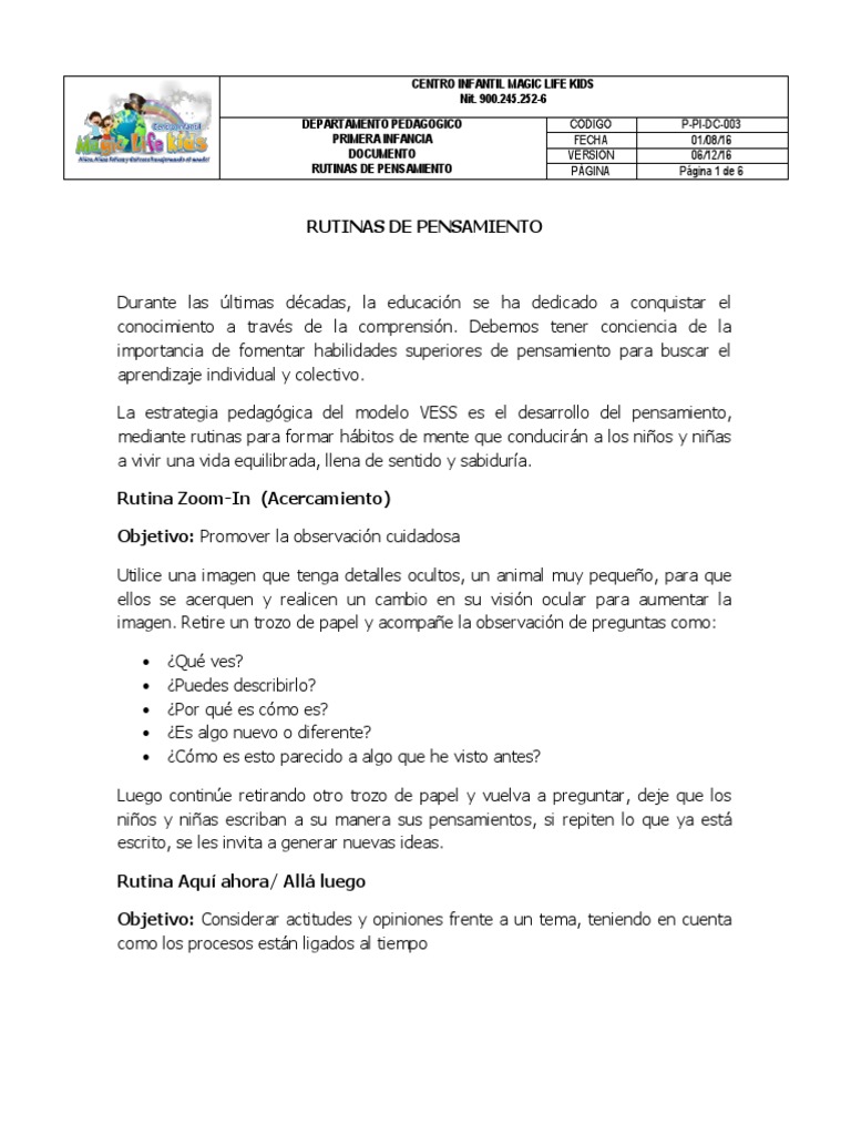 Rutinas de Pensamiento 2020 | PDF | Epistemología | Aprendizaje