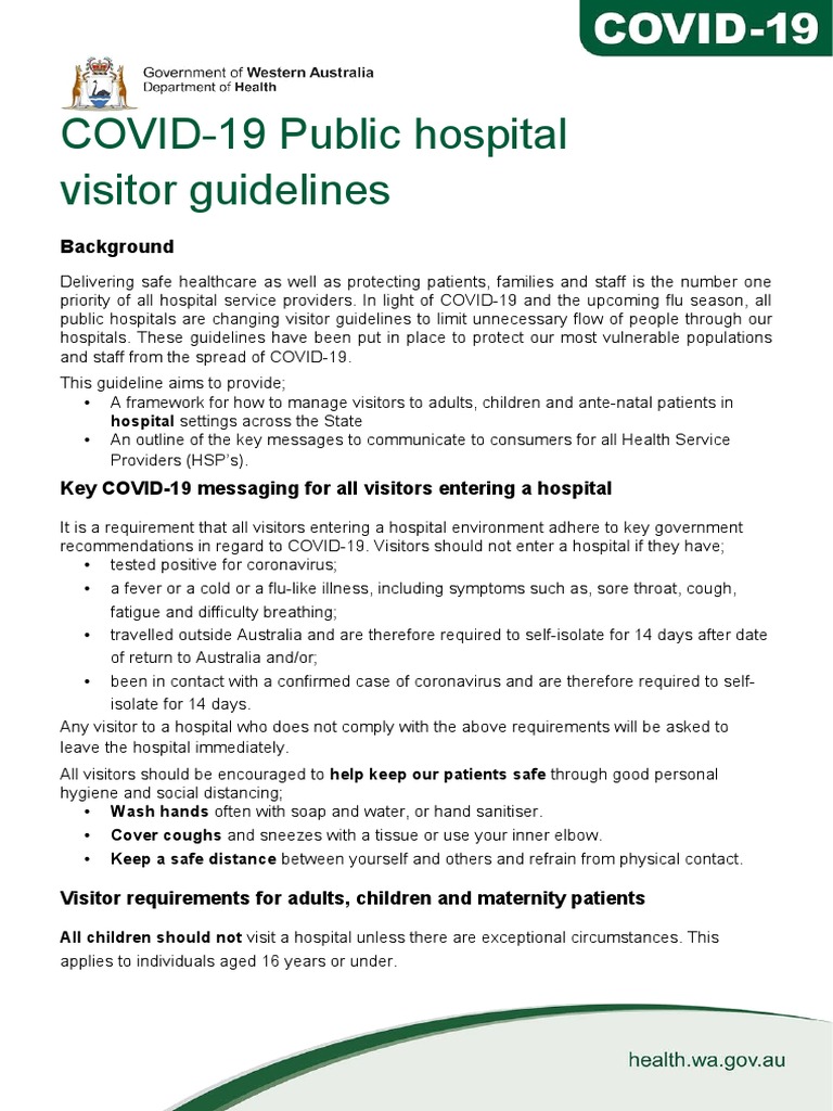 COVID-19 Public Hospital Visitor Guidelines: Background | PDF | Patient ...
