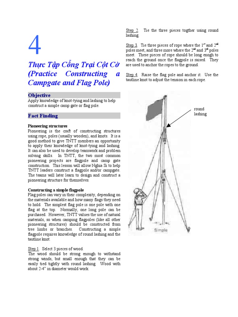 Pioneering Skills for TNTT Members | PDF | Flag | Camping