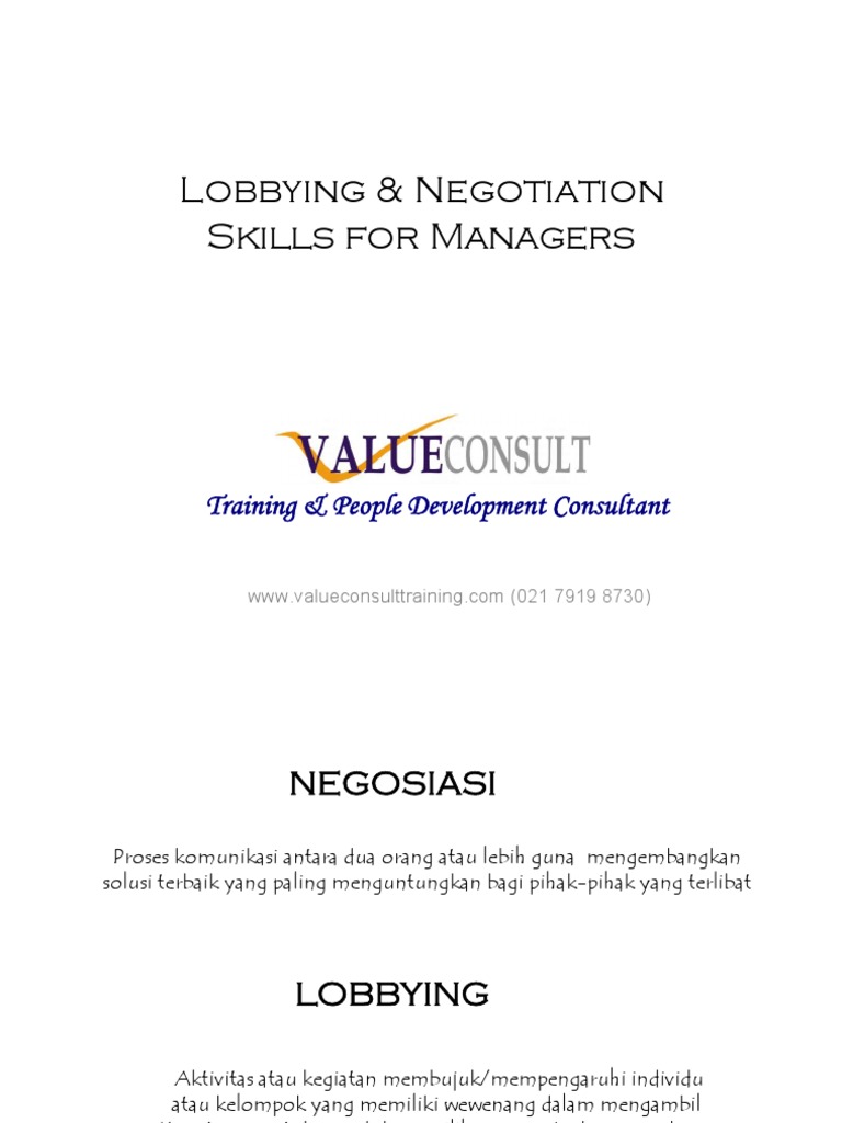 Lobbying & Negotiation Skill | PDF