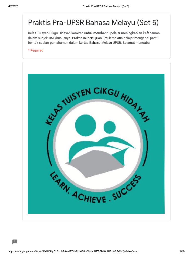 Praktis Pra-UPSR Bahasa Melayu (Set 5) PDF | PDF