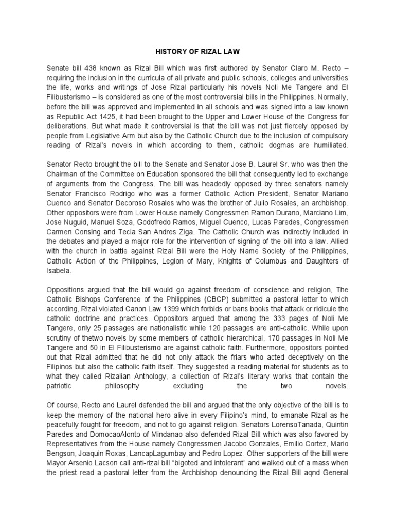 History of Rizal Law | PDF | Philippines