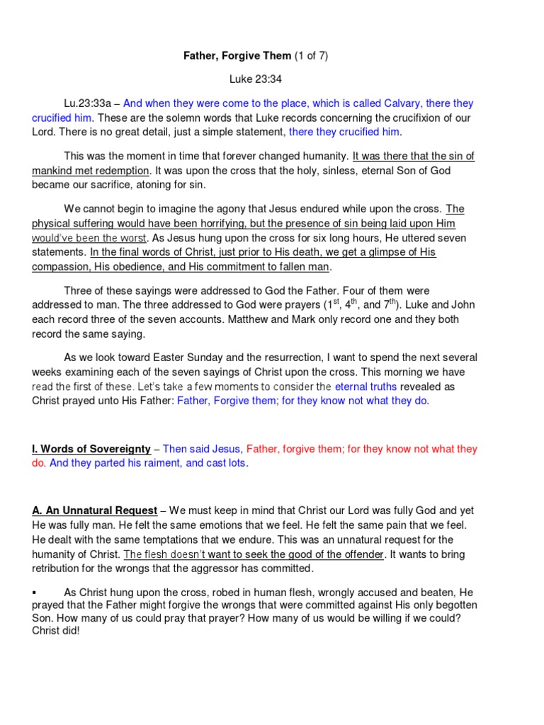 Father Forgive Them - Luke 23 34 | PDF | Crucifixion Of Jesus ...