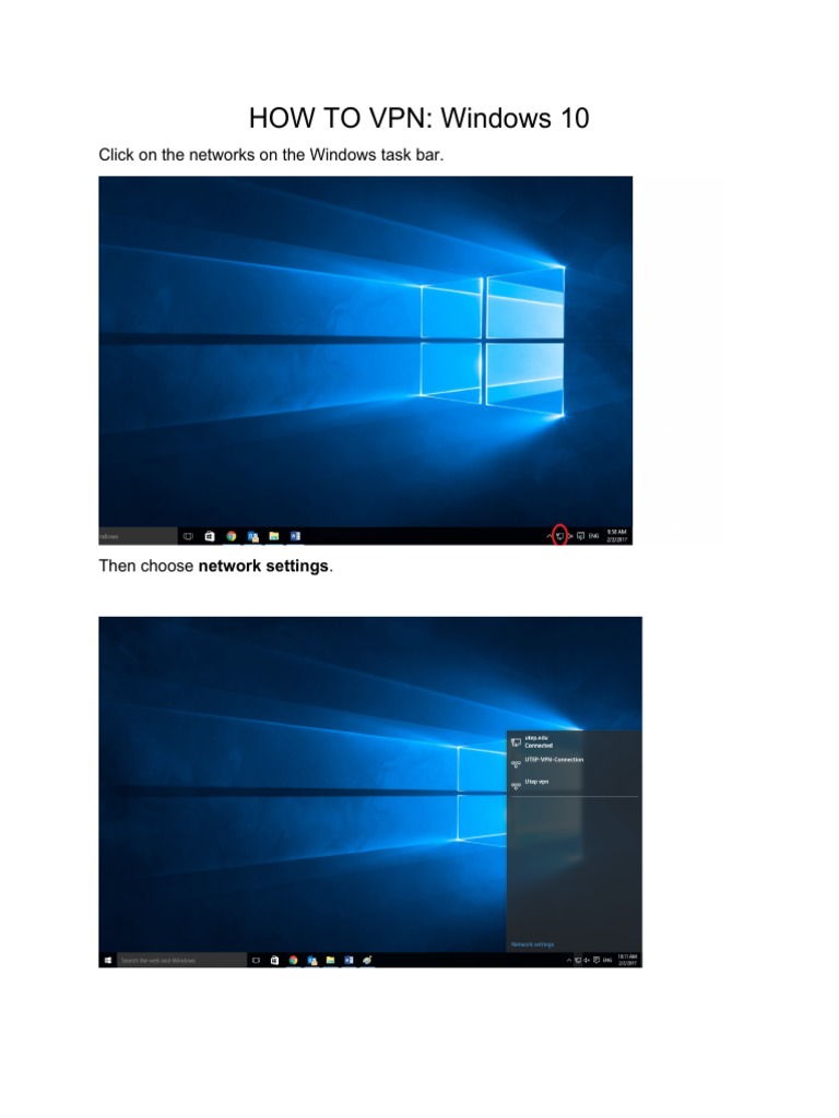 HOW TO VPN: Windows 10: Click On The Networks On The Windows Task Bar ...