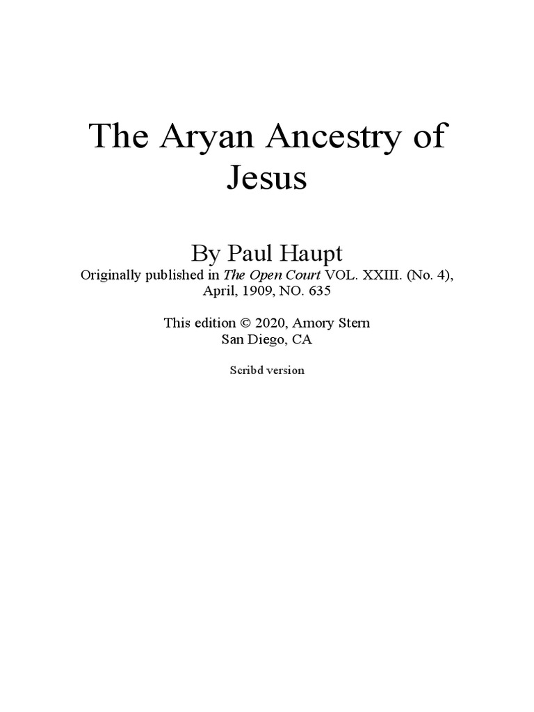 The Aryan Ancestry of Jesus Scribd Version | PDF | Canaan | Israelites