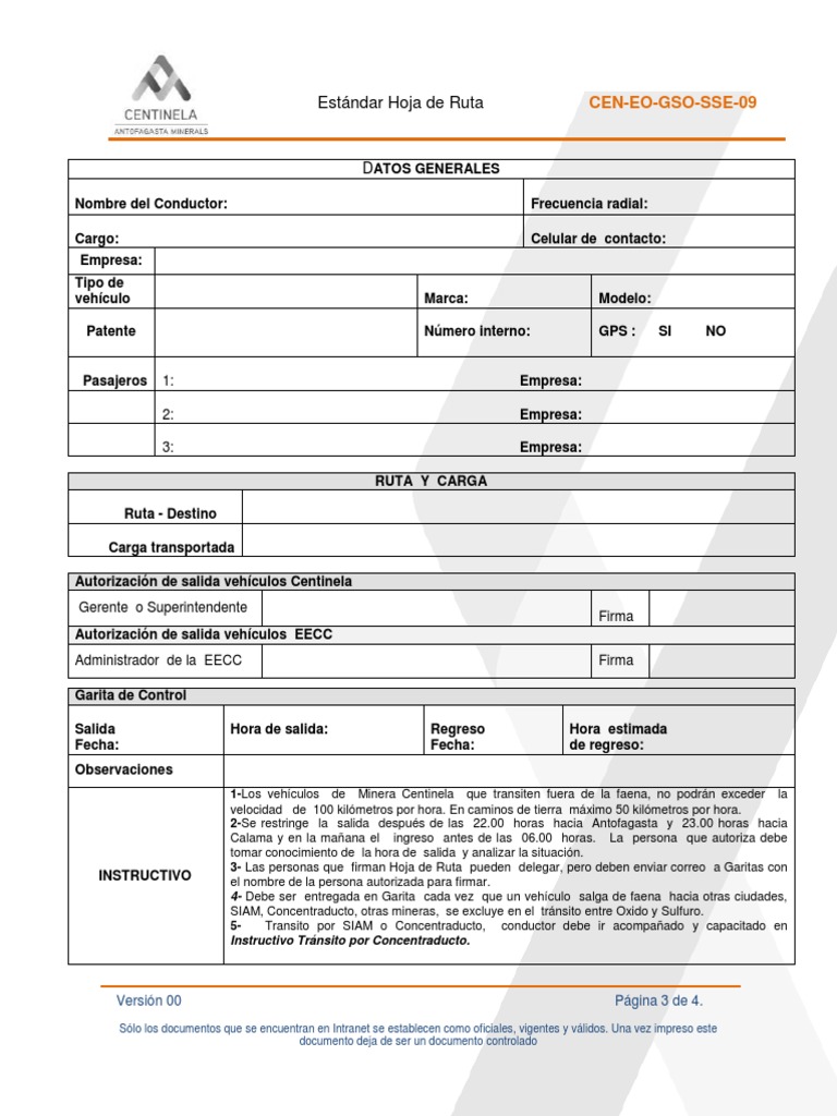 CEN-EO-GSO-SSE-09 Hoja de Ruta Centinela | PDF | Transporte | Business