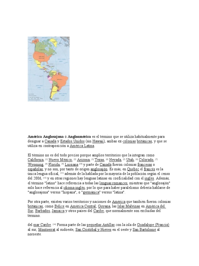 América Anglosajona | PDF | America latina | Américas