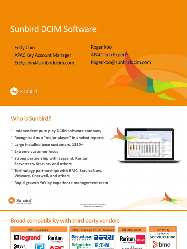 Sunbird DCIM Software: Eddy Chin APAC Key Account Manager Roger Koo ...