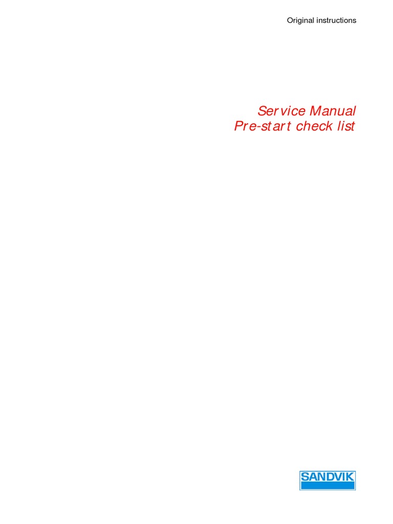 Service Manual Pre-Start Check List: Original Instructions | PDF ...