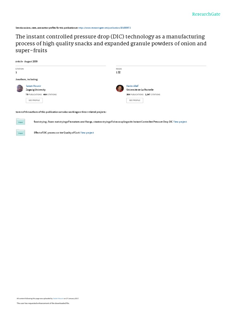 Snack Manufacturing with DIC Tech | PDF | Freeze Drying | Foods