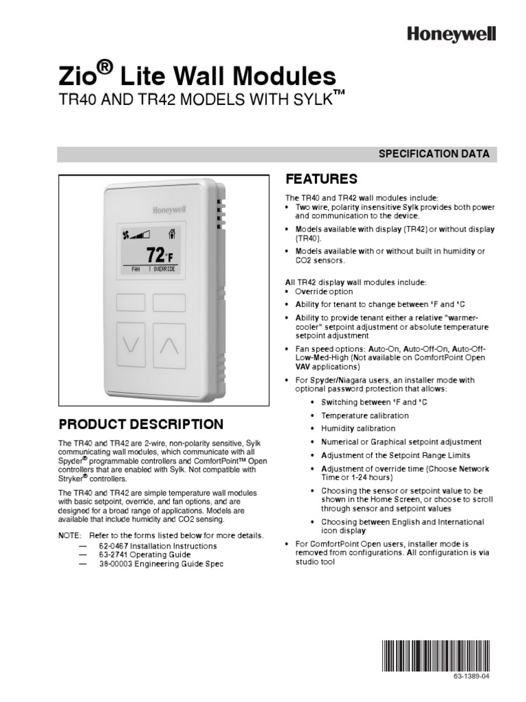 Zio Lite Wall Modules: Tr40 and Tr42 Models With Sylk | PDF | Relative ...