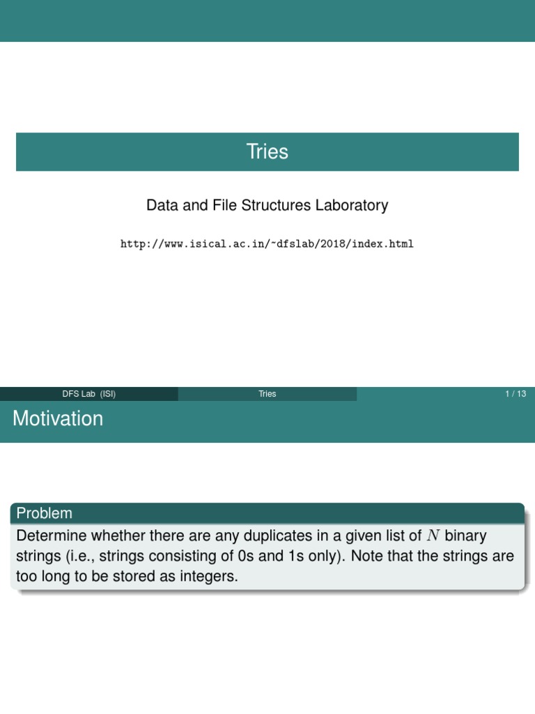 Tries: Data and File Structures Laboratory | PDF | String (Computer Science) | Integer (Computer ...