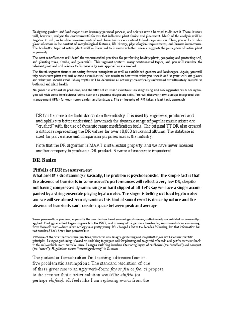 DR Basics: Pitfalls of DR Measurement | PDF | Permaculture | Science