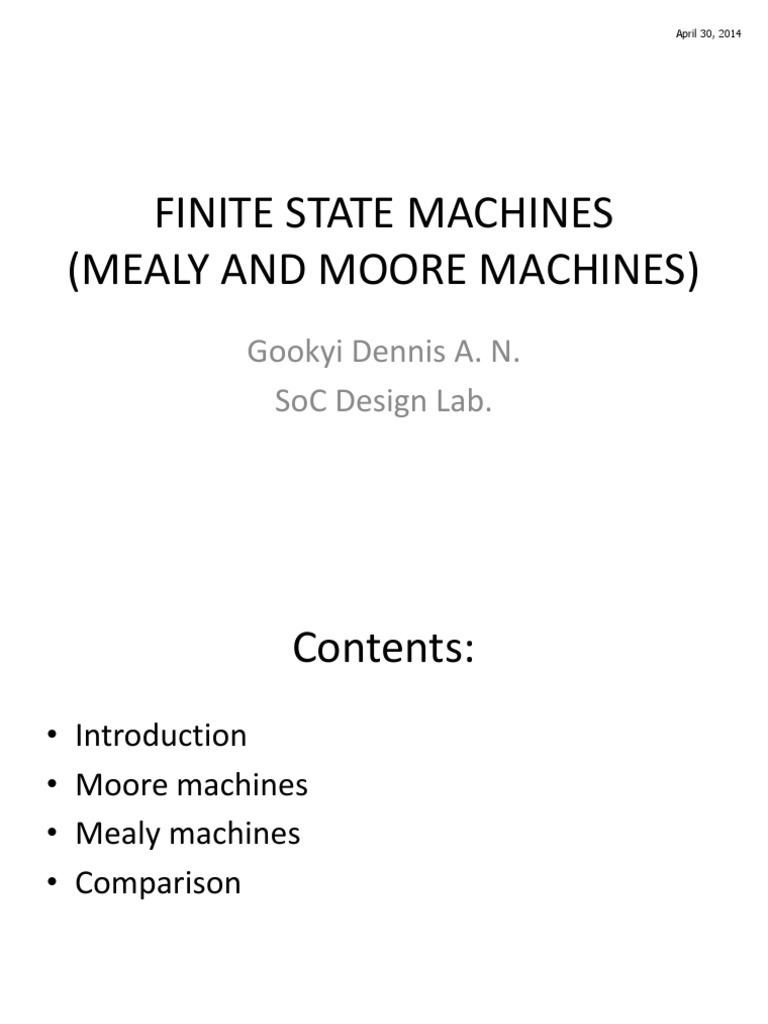FSM overview: Moore vs Mealy machines | PDF | Theoretical Computer ...