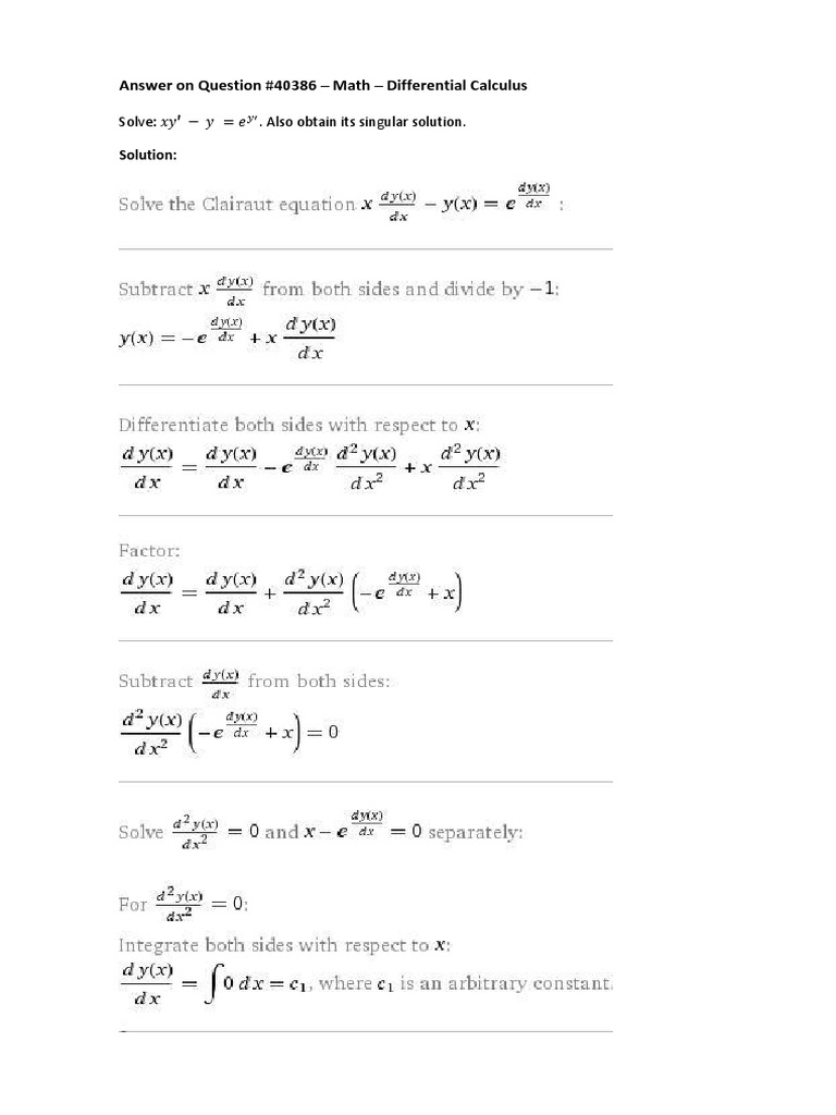 Answer On Question #40386 - Math - Differential Calculus: Solution | PDF