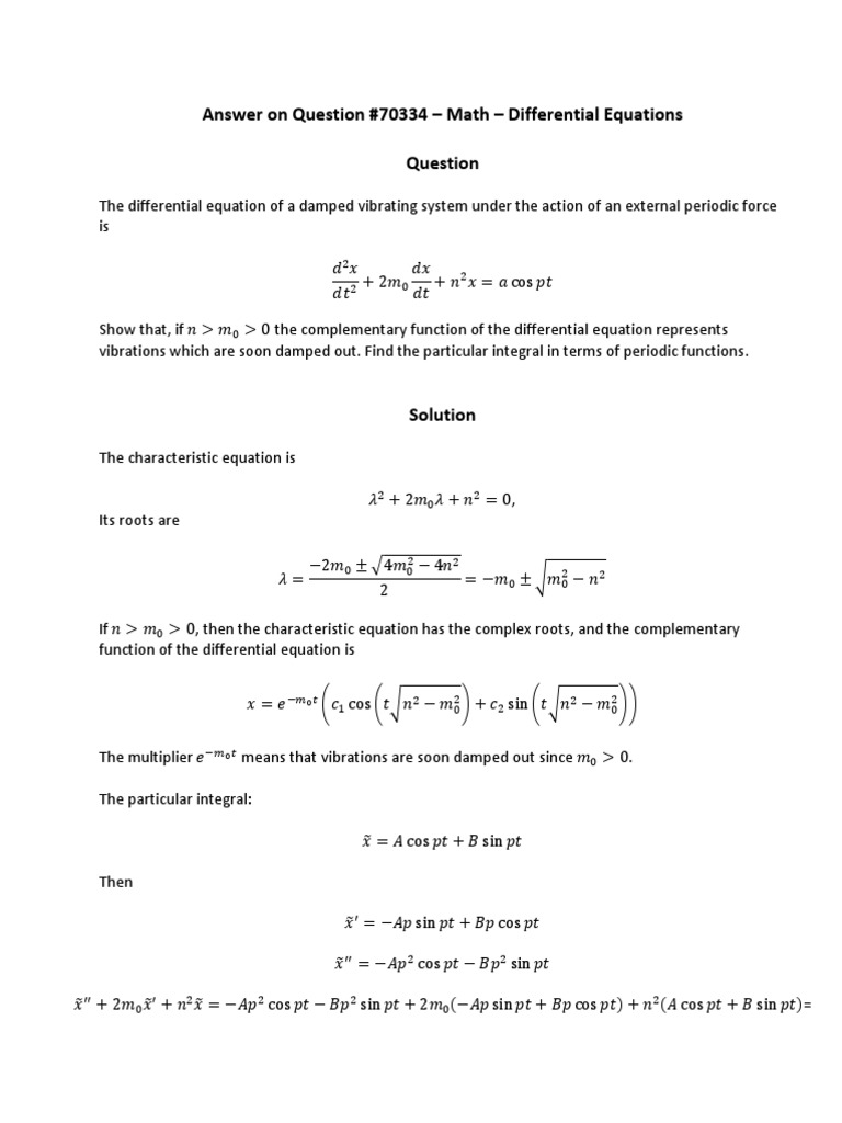 Answer On Question #70334 - Math - Differential Equations | PDF ...
