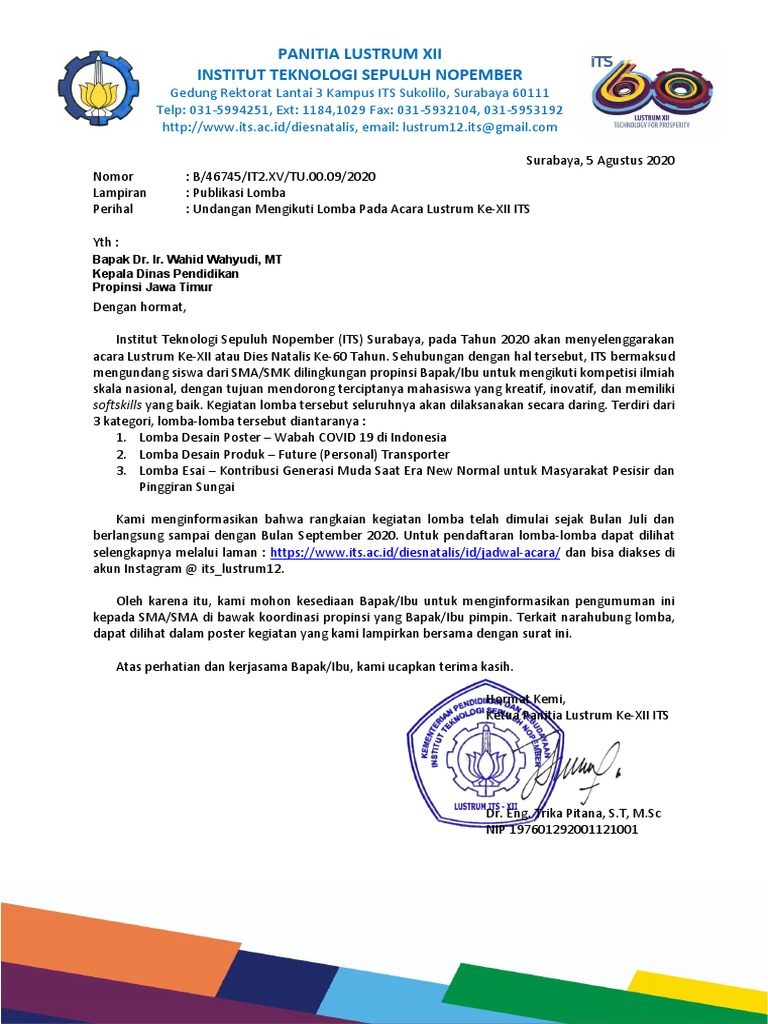 Undangan Lomba Lustrum XII ITS | PDF