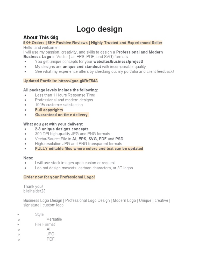 Logo Design: About This Gig | PDF