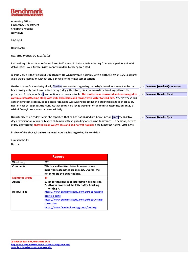 Corrected Samples For OET | PDF