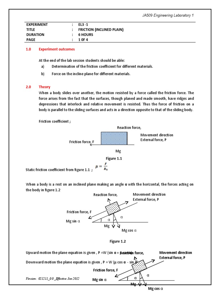 Engineering Lab: Friction Study | PDF | Friction | Force