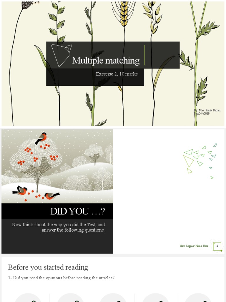 Multiple Matching: Exercise 2, 10 Marks | PDF | Cognition | Learning