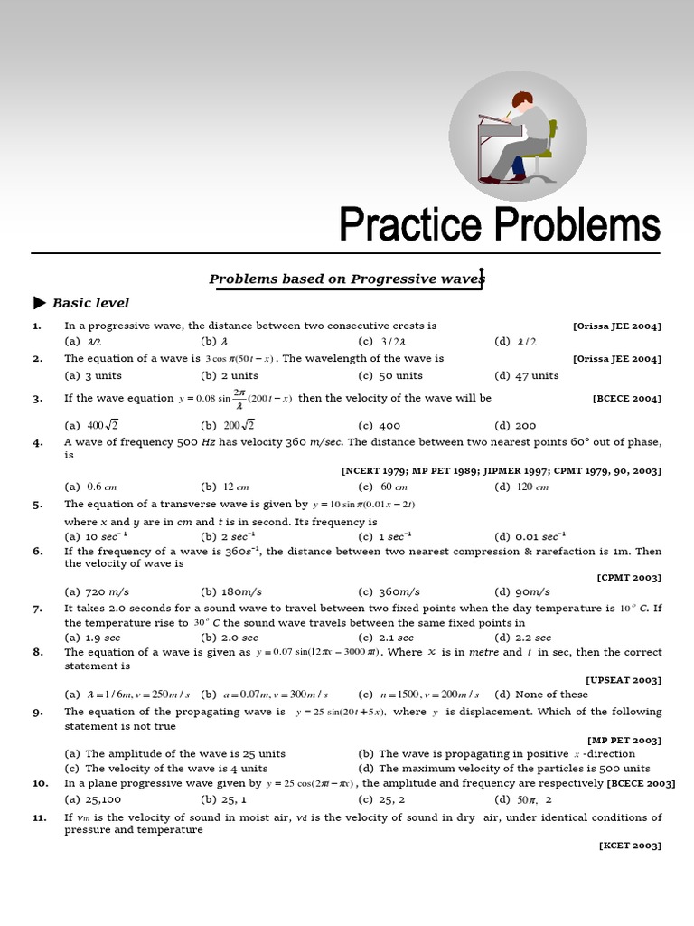 2.wave Motion-Practice Problem With Answer | PDF | Waves | Sound