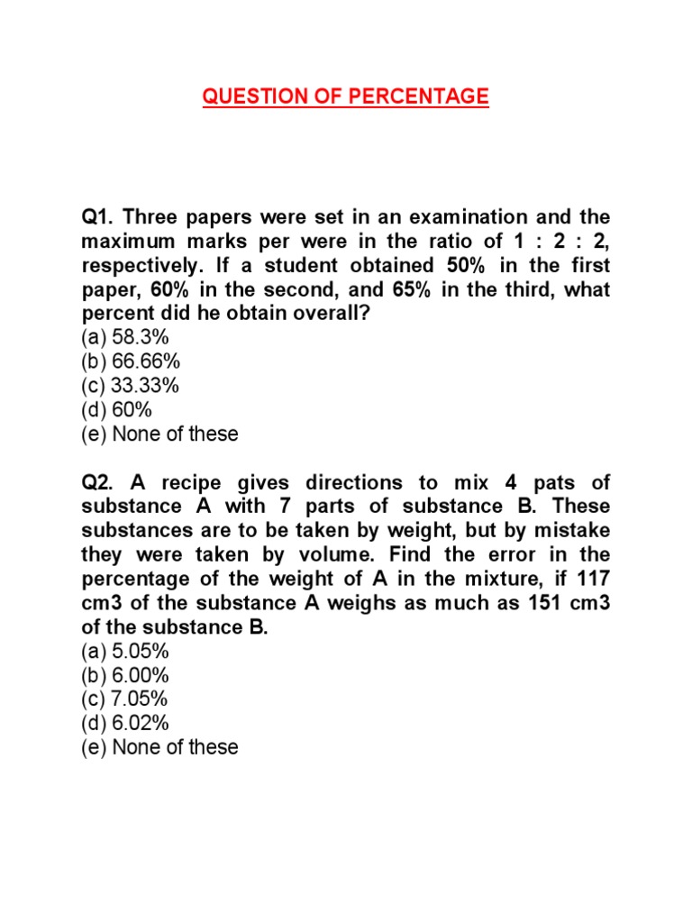 Question of Percentage: (A) 58.3% (B) 66.66% (C) 33.33% (D) 60% (E ...