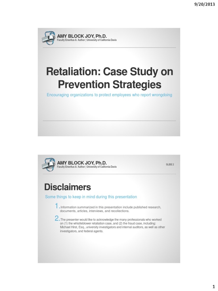Whistleblower Retaliation Guide | PDF | Whistleblower | Policy
