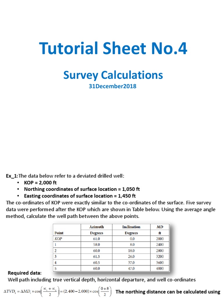 Tutorial Sheet No.4: Survey Calculations | PDF | Curvature | Surveying