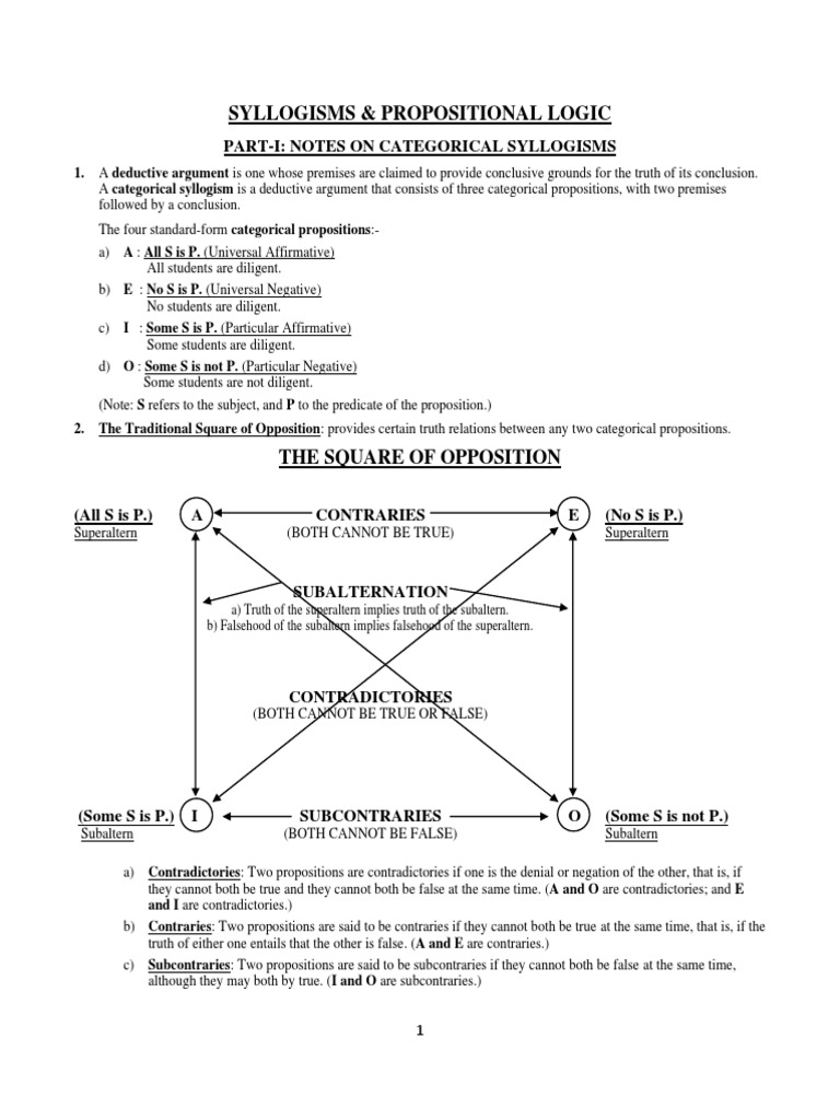Categorical Syllogisms and Logic Notes | PDF | Logical Expressions ...