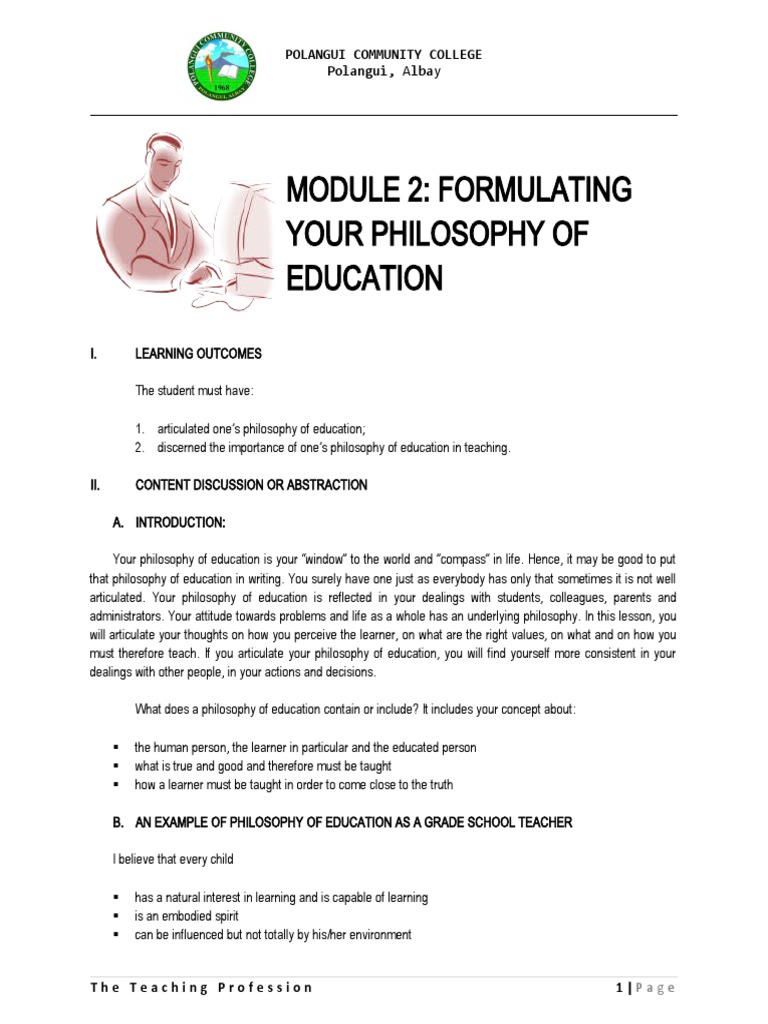 Module 2 Formulating Your Philosophy Of Education Polangui Community