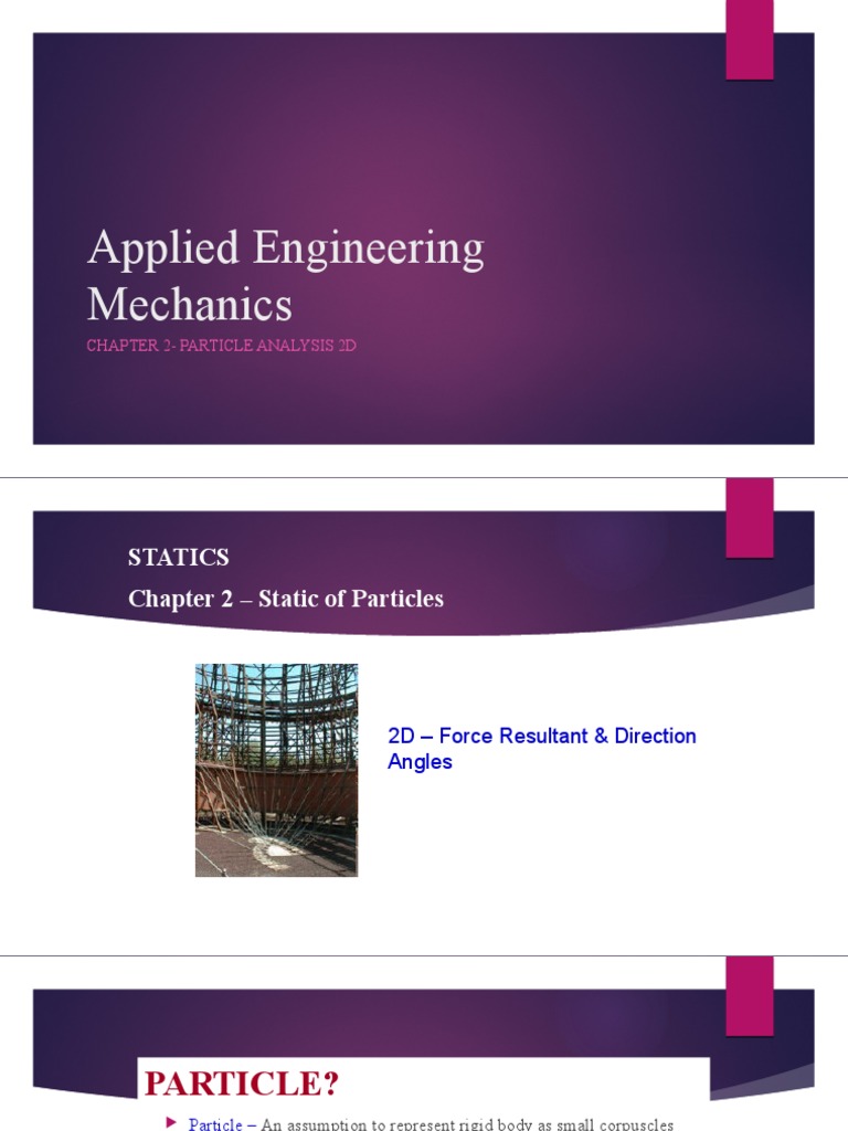 Applied Engineering Mechanics: Chapter 2-Particle Analysis 2D | PDF ...