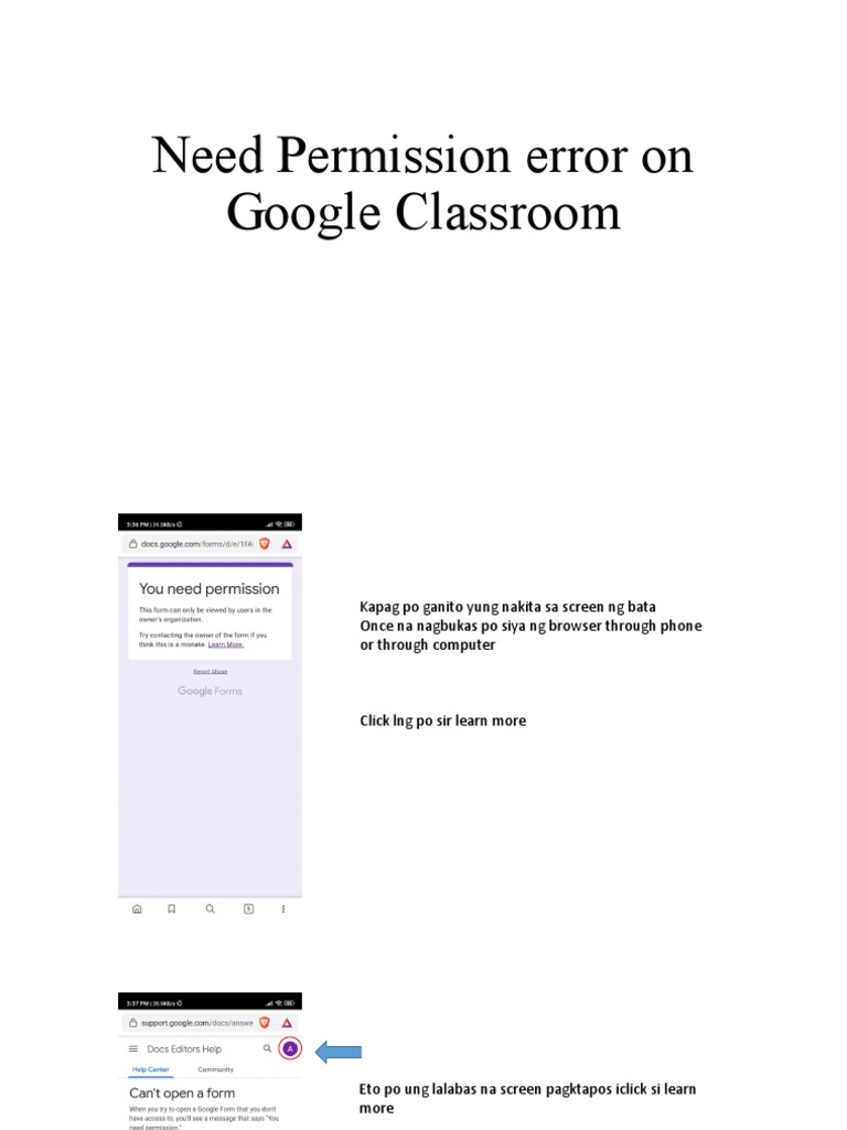 Need Permission Error On Google Classroom | PDF | Career & Growth ...